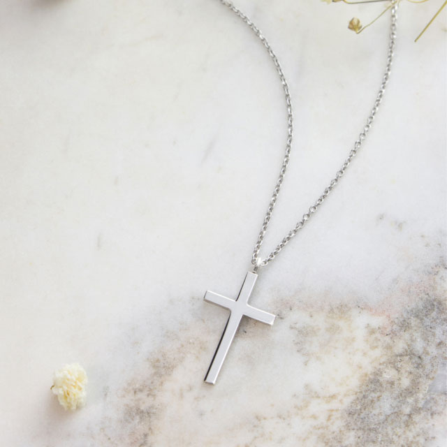Thin Cross Pendant Necklace in Solid Gold - Tales In Gold
