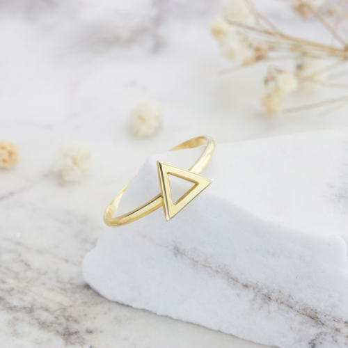 Triangle Cut Out Ring in Solid Gold - Tales In Gold