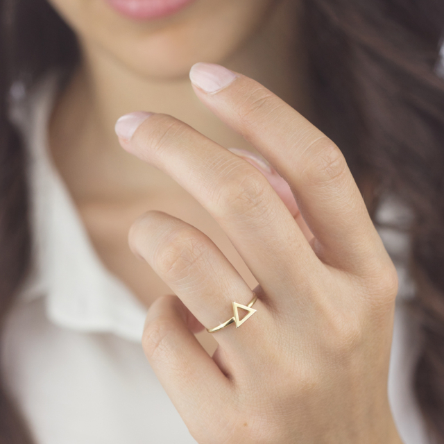 Triangle Cut Out Ring in Solid Gold - Tales In Gold