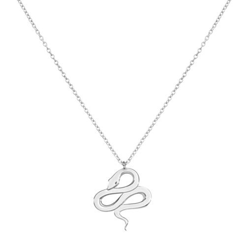 Simple Snake Pendant Necklace in Solid Gold - Tales In Gold