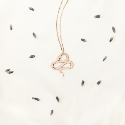 Simple Snake Pendant Necklace in Solid Gold - Tales In Gold